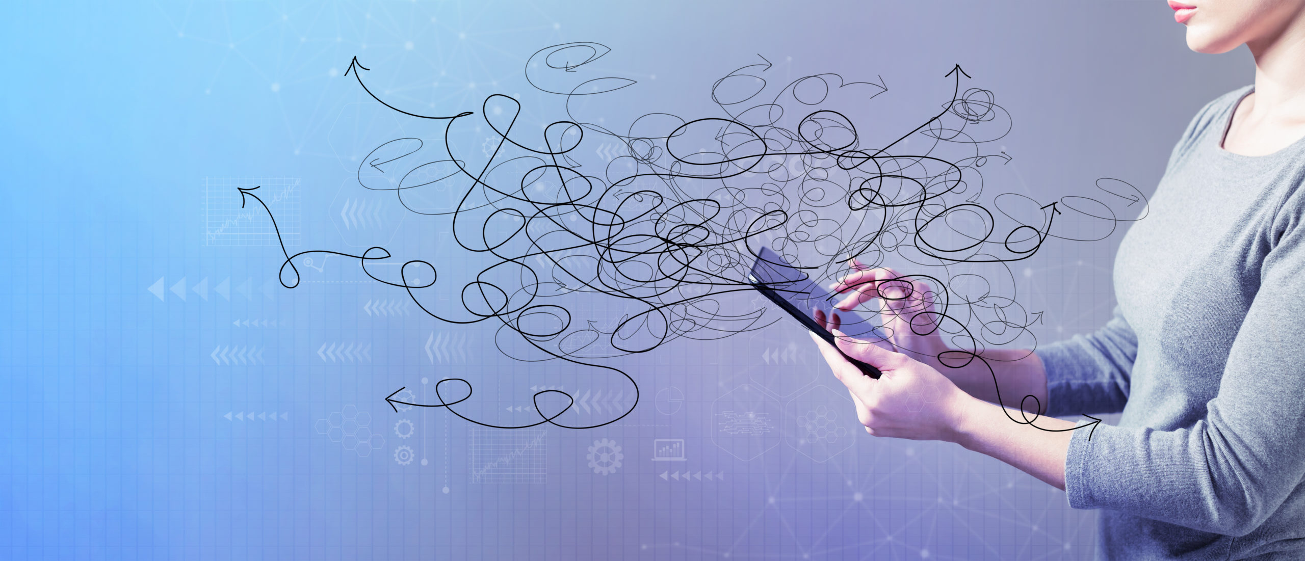 Solving a problem concept with woman using a tablet - Journey Point